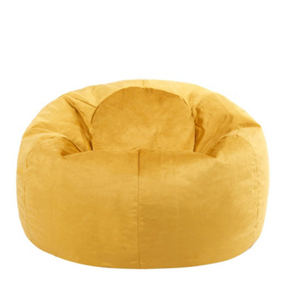 Kingston Classic Velvet Bean Bag Chair Ochre Yellow Bean Bags