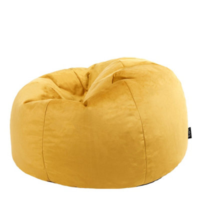 Kingston Classic Velvet Bean Bag Chair Ochre Yellow Bean Bags