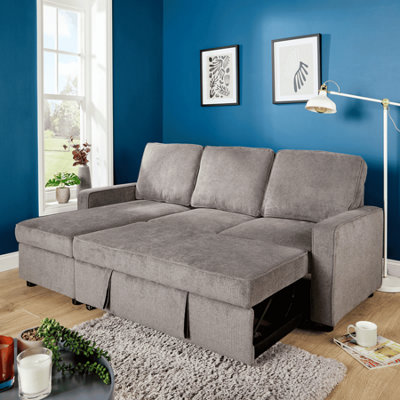 Kingston Sectional Upholstered Pull-Out L-shaped Corner Sofa Bed