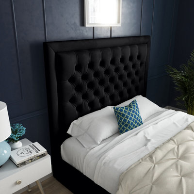 Black tufted bed store