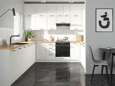 Kitchen Base Unit 800mm Cabinet 2 Door 80cm Cupboard Chalk White Gloss ...