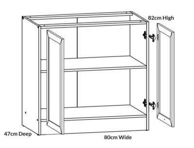 Kitchen Base Unit 800mm Cabinet 2 Door 80cm Cupboard Chalk White Gloss ...