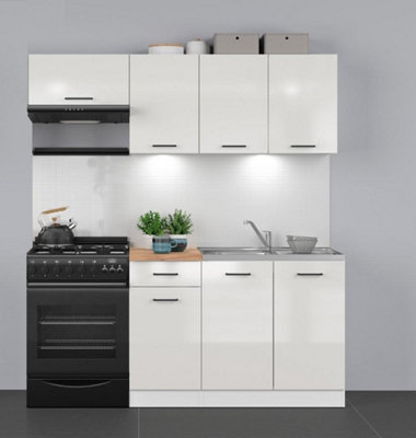 Kitchen Base Unit 800mm Cabinet 2 Door 80cm Cupboard Chalk White Gloss ...