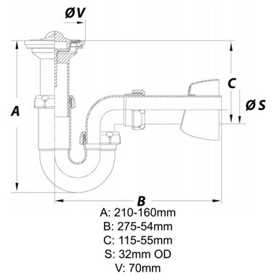 Kitchen Bathroom Sink Waste P Trap Kit White Polypipe with Sink ...