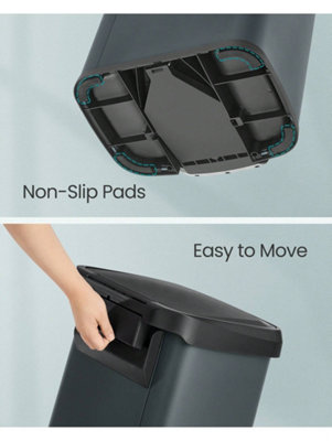 Kitchen Bin, 13 Gallon (50 L) Rubbish Bin, Metal Waste Pedal Bin With ...