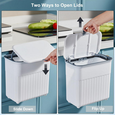 Kitchen Bin Hanging Trash Can with Lid Wall-mounted Waste Bin for ...