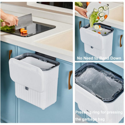 Kitchen Bin Hanging Trash Can with Lid Wall-mounted Waste Bin for ...