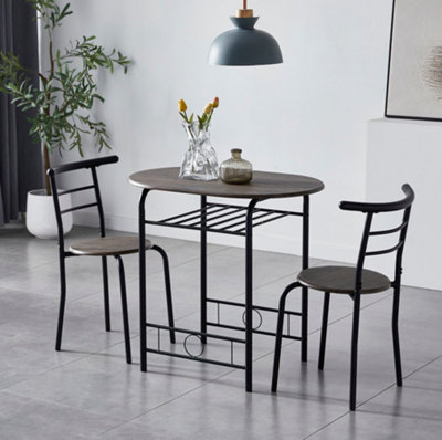 Kitchen Breakfast Bar Small Dining Table and 2 chairs Set with Metal ...