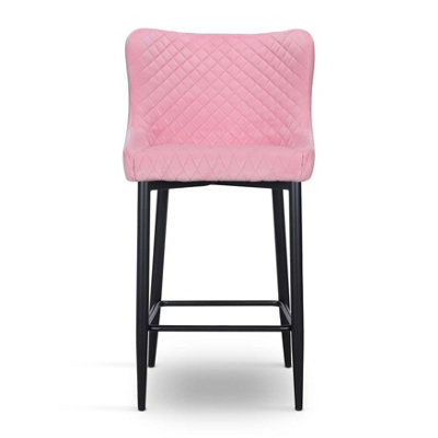 Kitchen Breakfast Bar Stool in Blush Pink - Set of 2
