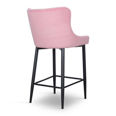 Kitchen Breakfast Bar Stool in Blush Pink - Set of 2