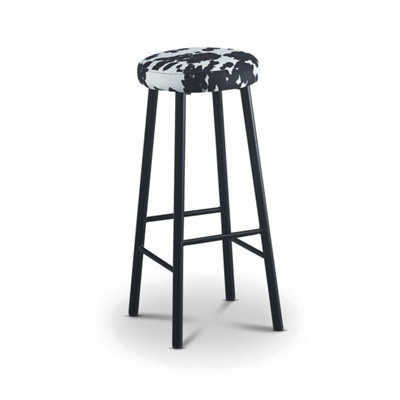 Kitchen Breakfast Bar Stool in Fabric Cow Print