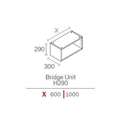 Kitchen Bridging Unit Cabinet 1000mm W 290mm H White by K-CAB