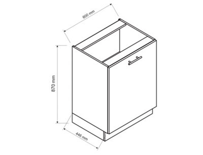 Kitchen Cabinet 600mm Base Unit Cupboard Grey Oak L R Door Grey Storage ...
