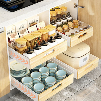 Kitchen Cabinet Cupboard Drawer Pull Out Basket 35cm W x 45cm D x 8cm H