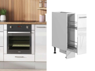 Kitchen Cabinet Pull Out Storage Basket 200mm Cargo Unit White Gloss ...