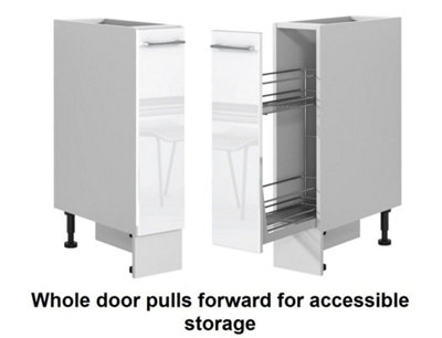 Kitchen Cabinet Pull Out Storage Basket 200mm Cargo Unit White Gloss ...