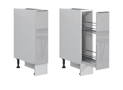 Kitchen Cabinet Pull Out Storage Basket 200mm Unit Modern Grey Gloss ...