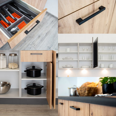 Kitchen Cabinet Set 5 Units 180cm Soft Close Oak / Dark Grey Storage Clara