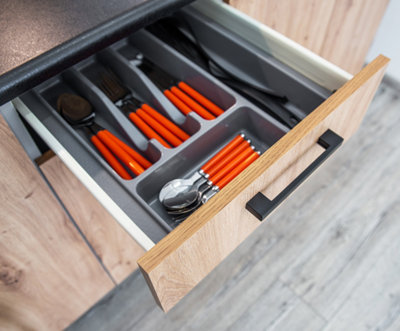 Kitchen Cabinet Set 6 Units 180cm Soft Close Oak / Dark Grey Storage Clara