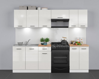 Kitchen Cabinets Set 7 Units Wall Base Complete Cupboards Chalk White ...