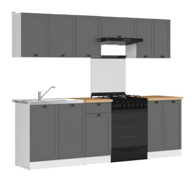 Kitchen Cabinets Units 7 Cupboards Fitted Set Shaker Dark Grey Complete ...