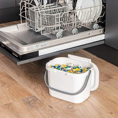Kitchen Caddy Food Waste Bin Metallic Grey Compact Worktop Composting Bin
