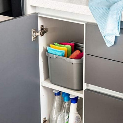 Kitchen Caddy Food Waste Bin Metallic Grey Compact Worktop Composting Bin