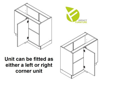 Kitchen Corner Base Unit Left Right Cabinet 110cm Light Grey Gloss ...