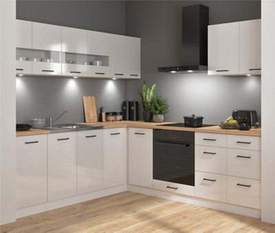 Kitchen Corner Set Cabinets Units White Gloss Modern Freestanding 11 ...