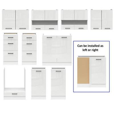 Kitchen Corner Set Cabinets Units White Gloss Modern Freestanding 11 ...