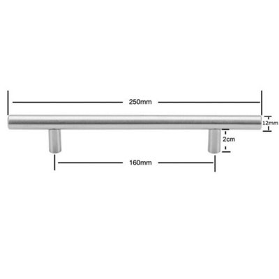 Kitchen Cupboard T-Bar Brushed Steel Furniture Cabinet Handles 160mm ...