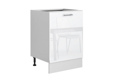 Kitchen Drawer Unit 600mm Cabinet Modern Cupboard White Gloss ...