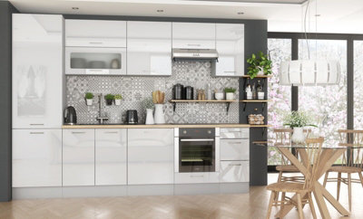 Kitchen Drawer Unit 600mm Cabinet Modern Cupboard White Gloss ...