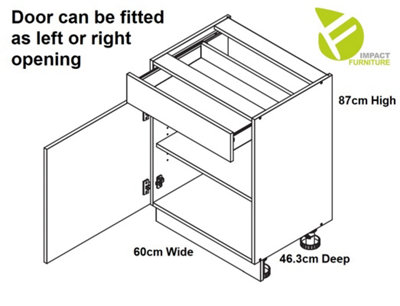 Kitchen Drawer Unit 600mm Cabinet Storage Cupboard High White Gloss ...