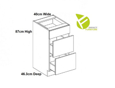 Kitchen Drawer Unit Base Cabinet White Gloss 400mm Storage Cupboard ...