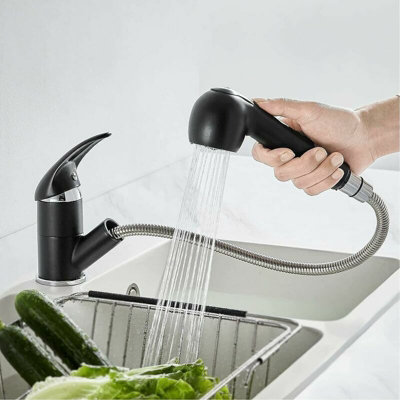 Kitchen Faucet Black 2Jet Spray Kitchen Sink Mixer Tap with PullOut ...