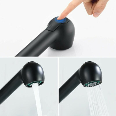 Kitchen Faucet Black 2Jet Spray Kitchen Sink Mixer Tap with PullOut ...