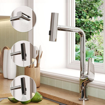 Kitchen Faucet with Pull Down Sprayer, DeerValley Waterfall Tap, 3 ...