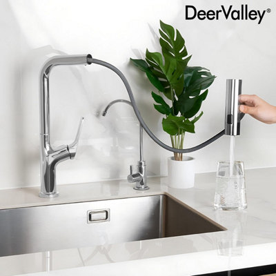 Kitchen Faucet with Pull Down Sprayer, DeerValley Waterfall Tap, 3 ...