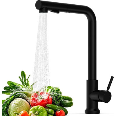 Kitchen faucet with pullout spray, 360degree rotating singlelever ...