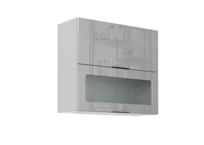 Kitchen Glass Wall Cabinet 800mm Unit Modern Grey Gloss Display ...