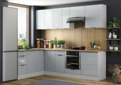 Kitchen Glass Wall Cabinet 800mm Unit Modern Grey Gloss Display ...