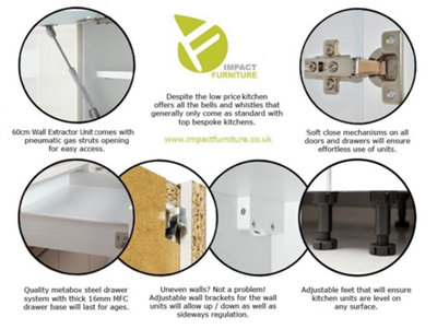 Kitchen Glass Wall Cabinet 800mm Unit Modern Grey Gloss Display ...