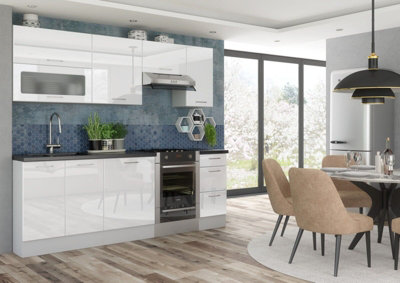 Kitchen Glass Wall Cabinet 800mm Unit White Gloss Modern Display ...