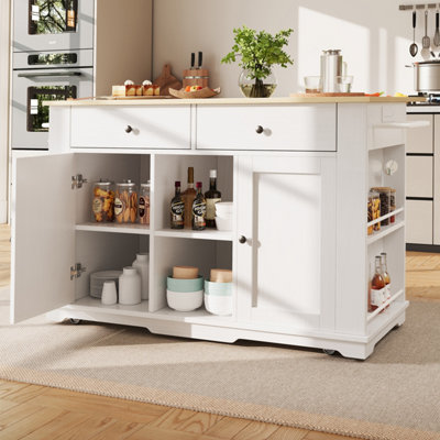 Kitchen Island, Kitchen Trolley Equipped with Power Strip, Serving ...