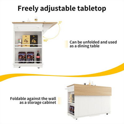 Kitchen Island with Removable Partitions & Tempered Glass, 151.5x60x91 ...
