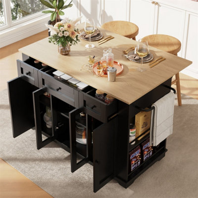 Kitchen Island with Removable Partitions & Tempered Glass Top ...