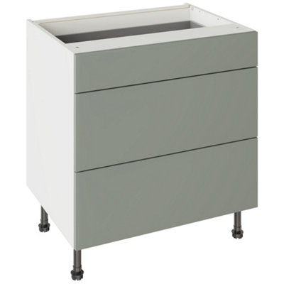 Kitchen Kit Agave Green Supermatt Slab Door Base Unit Cabinet 3 Drawer ...