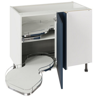 Kitchen Kit Blue Supermatt Slab Door Base Unit With Dual-Handed Nuvola ...