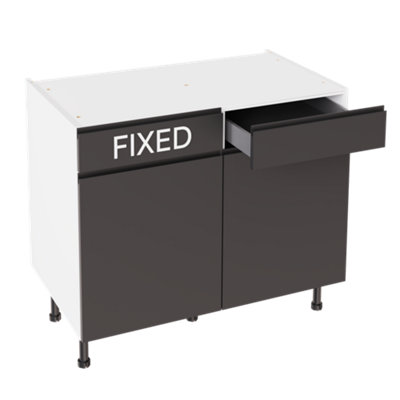 Kitchen Kit Drawerline Base Cabinet 1000mm J-Pull - Gloss Graphite